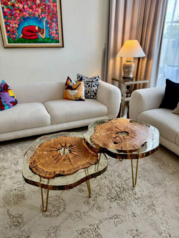Custom Olive Nesting Coffee Table in Dubai – Live Edge Design – KAMAYA ...